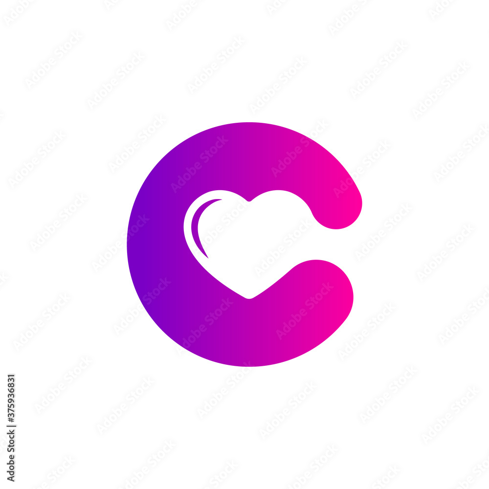 Heart in Letter C logo design template Stock Vector | Adobe Stock