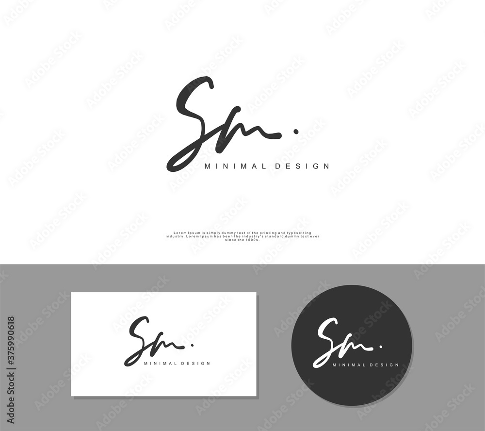 SM Initial handwriting or handwritten logo for identity. Logo with ...