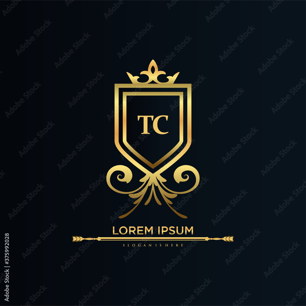 TC Letter Initial with Royal Template.elegant with crown logo vector, Creative Lettering Logo ...