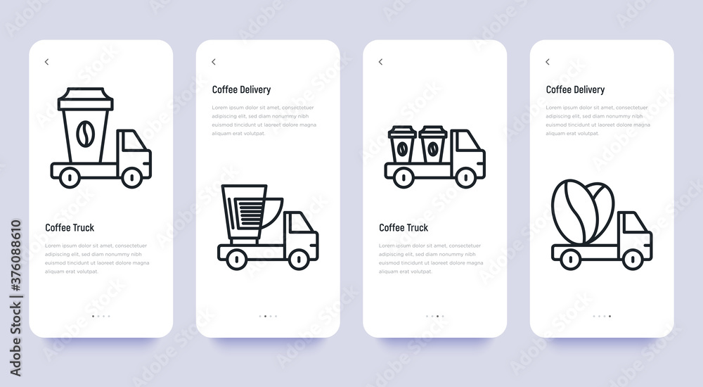 Mobile user interface for street cafe contains coffee truck with thin ...