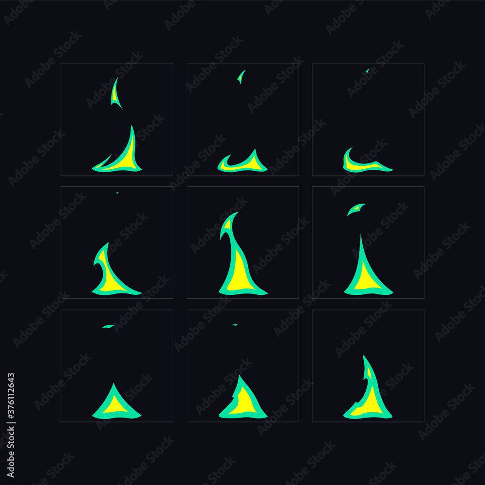Fire explosion animation effect. Flame sprites sheet for torch ...