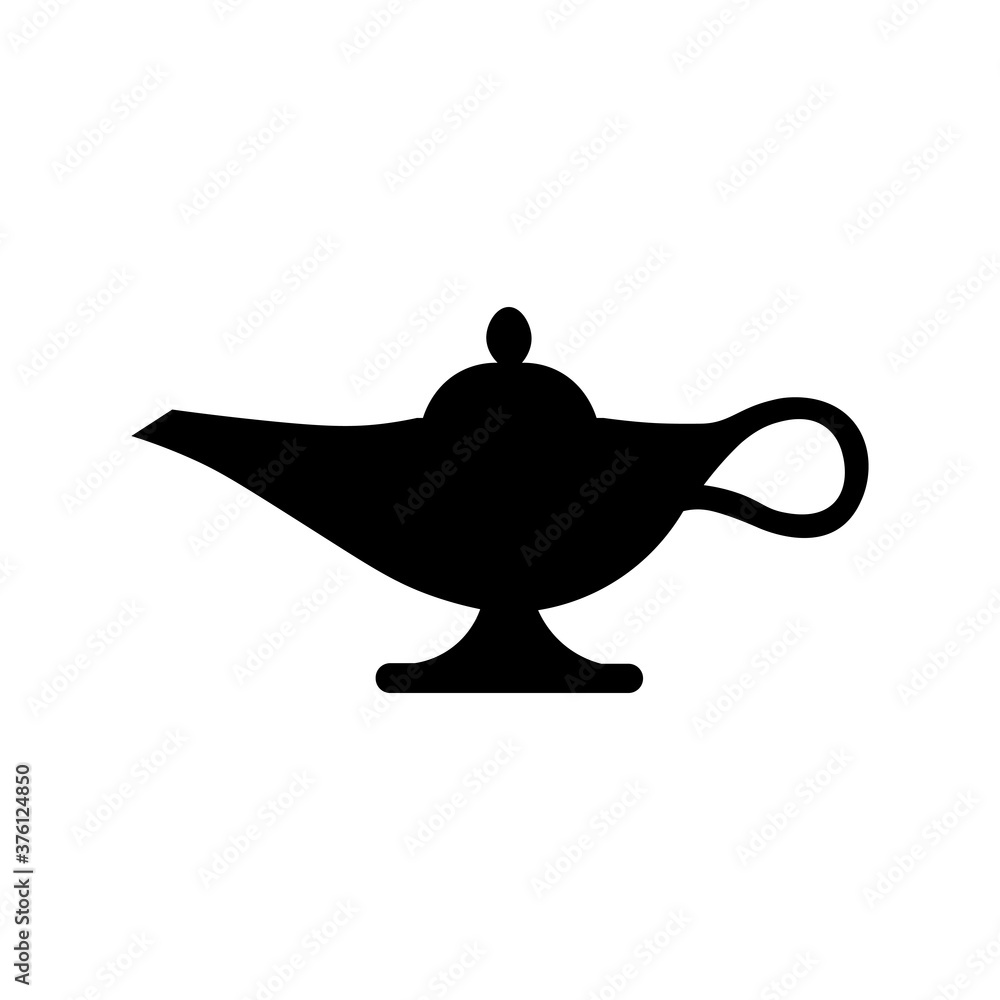 Aladdin lamp black sign icon. Vector illustration eps 10 Stock Vector ...