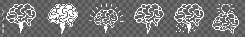 Brainstorming Icon White | Brainstorm Illustration | Thinking Symbol ...