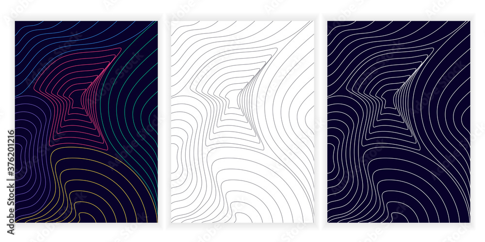 เวกเตอร์ Stock Collection of contours collection of topographic map ...