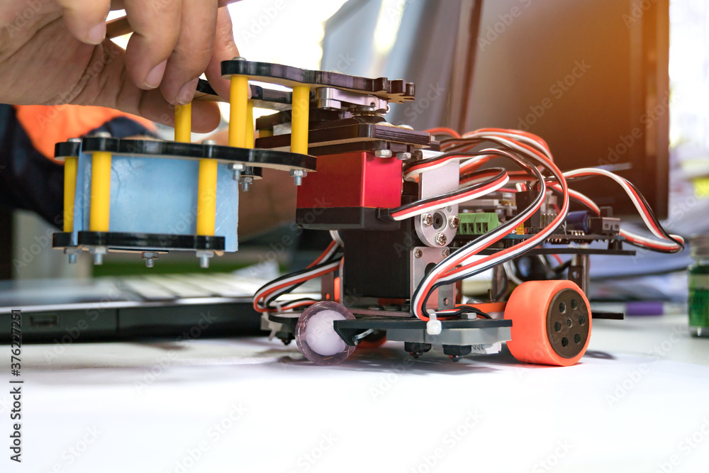 Photo Stock Robotics technology, STEM education lab learning coding ...