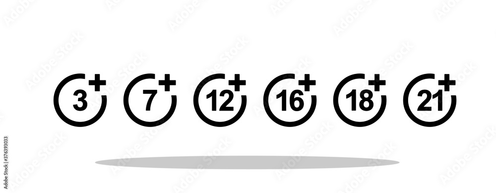 Age ratings icon set in trendy flat style. Age restriction symbol for ...
