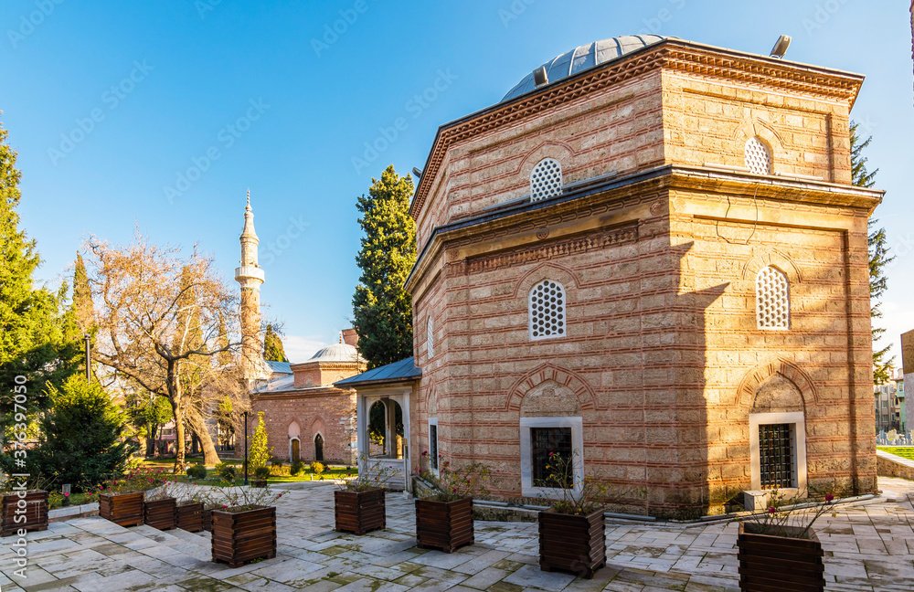 Ottoman Tombs view of Muradiye complex in Bursa. Bursa is populer ...