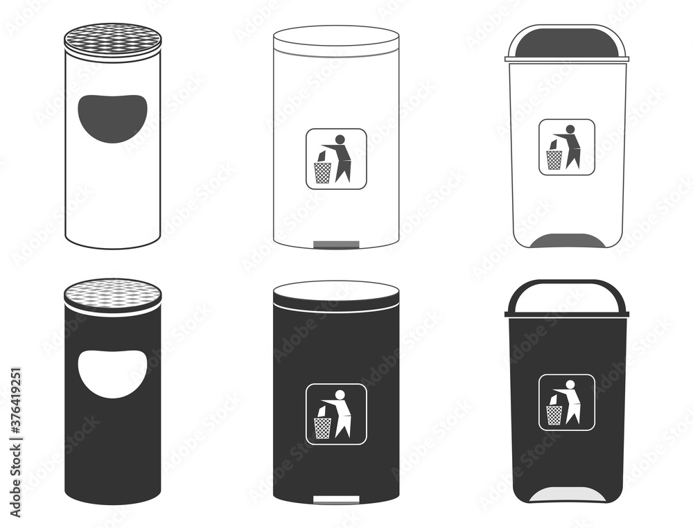 kinds of shapes and sizes of bins Stock Vector | Adobe Stock