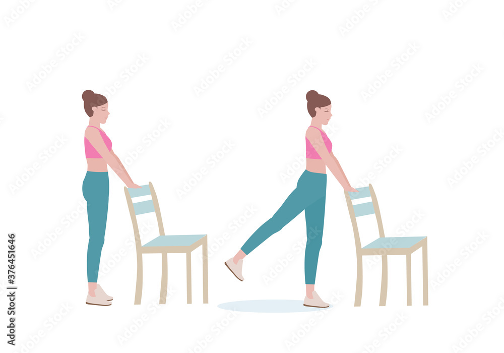Exercises that can be done at-home using a sturdy chair. with Back ...