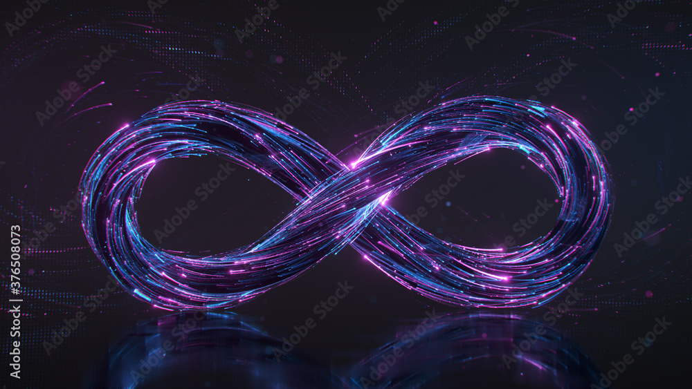 Infinity sign of light trails 3D rendering illustration Stock ...