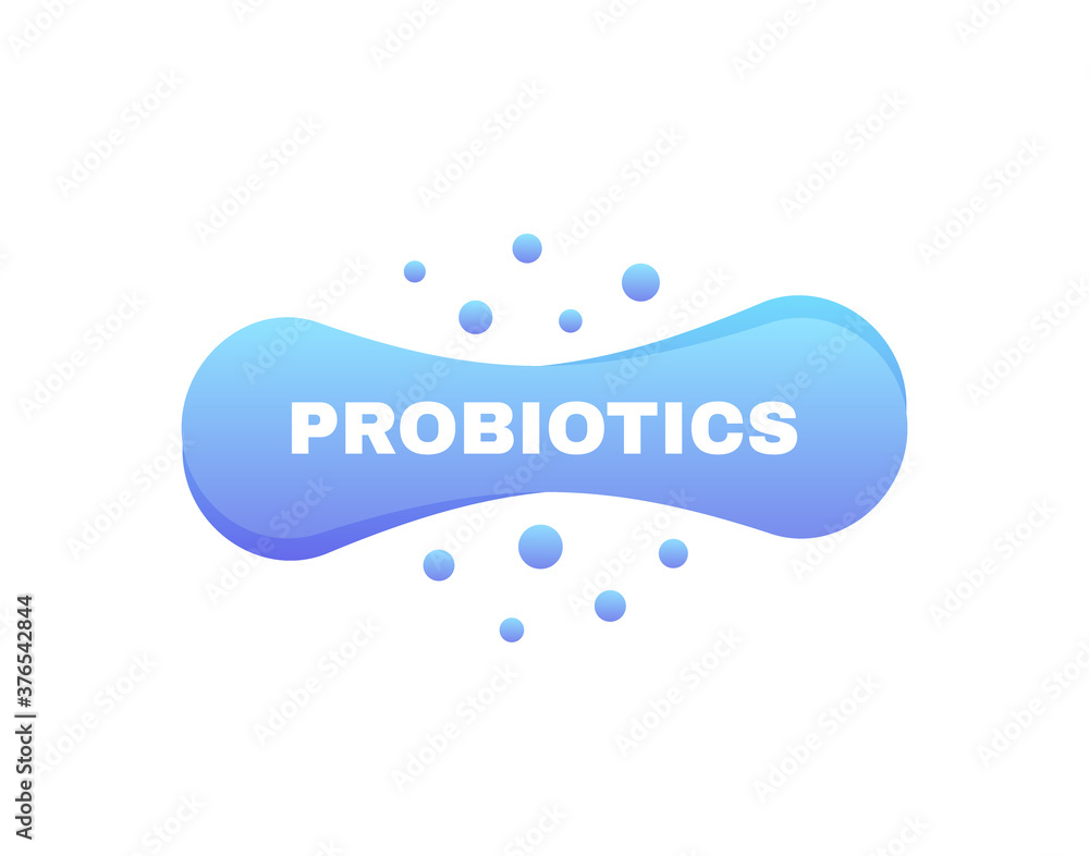 Probiotics bacteria label. Logo design. Healthy nutrition ingredient ...
