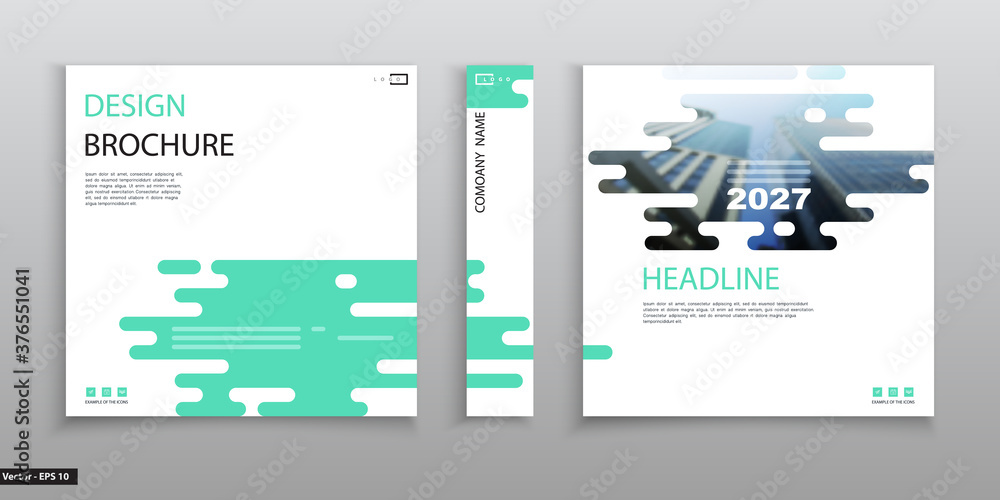Brochure cover design, turquoise, black A4. Business plan, banner ...