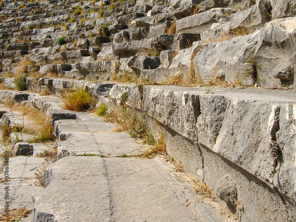 Seats of the ancient amphitheatre in Myra, Tukey Stock Photo | Adobe Stock