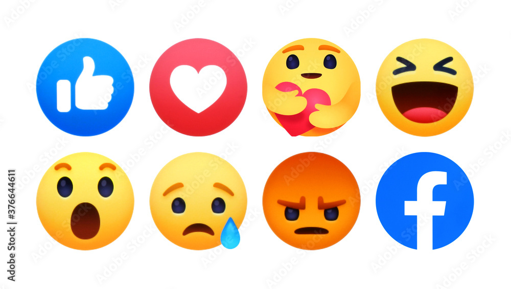 Kiev, Ukraine - April 18, 2020: New Facebook like button Empathetic ...
