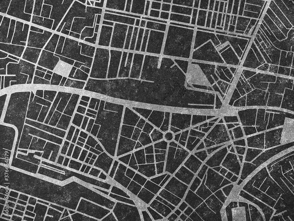 City map street road Urban planning concept Black texture background ...