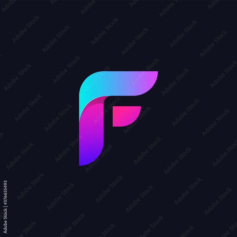 Letter f abstract logo design template with 3d gradient colorful Stock ...