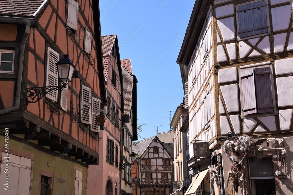 Narrow streets of half-timbered medieval and early Renaissance ...