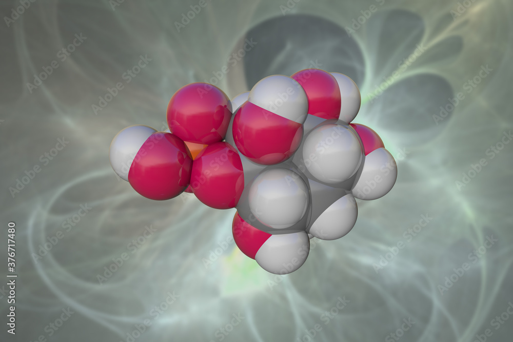 ภาพประกอบ Stock Molecular model of inositol monophosphate. Atoms are ...