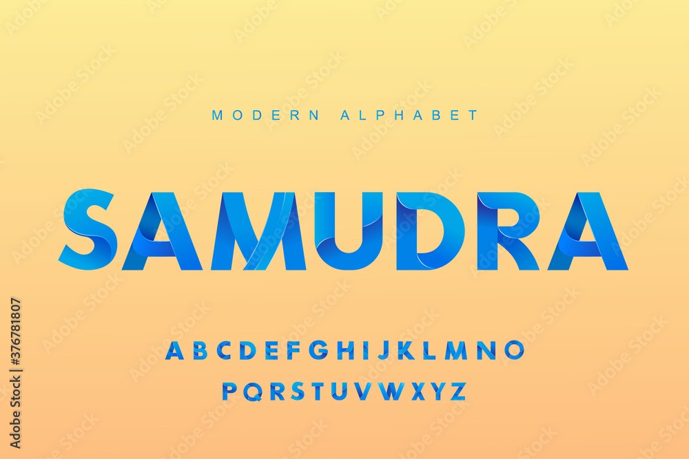 Elegant Blue Gradation alphabet font set. Typography modern style ...