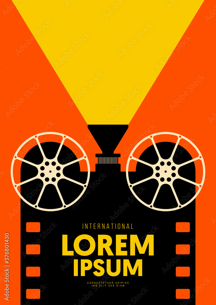 Movie and film poster design template background with vintage film ...