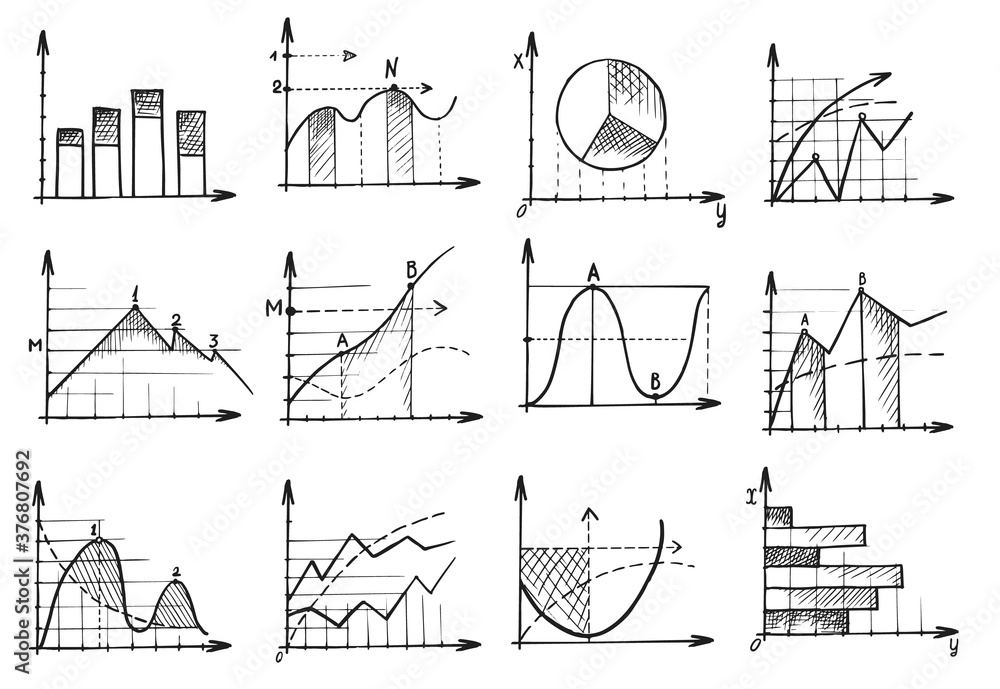 Business graph sketch. Doodle business management infographics element ...