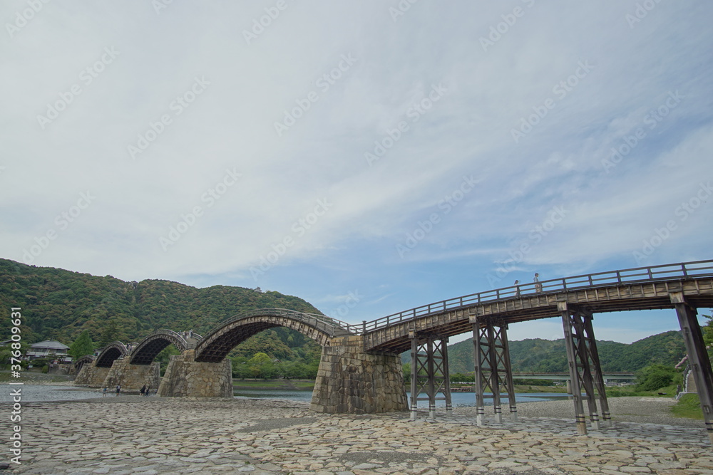 Kintai-kyo Bridge in a wooden arch bridge in Iwakuni, Yamaguchi, Japan ...