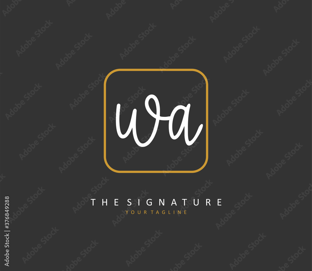 W A WA Initial letter handwriting and signature logo. A concept ...