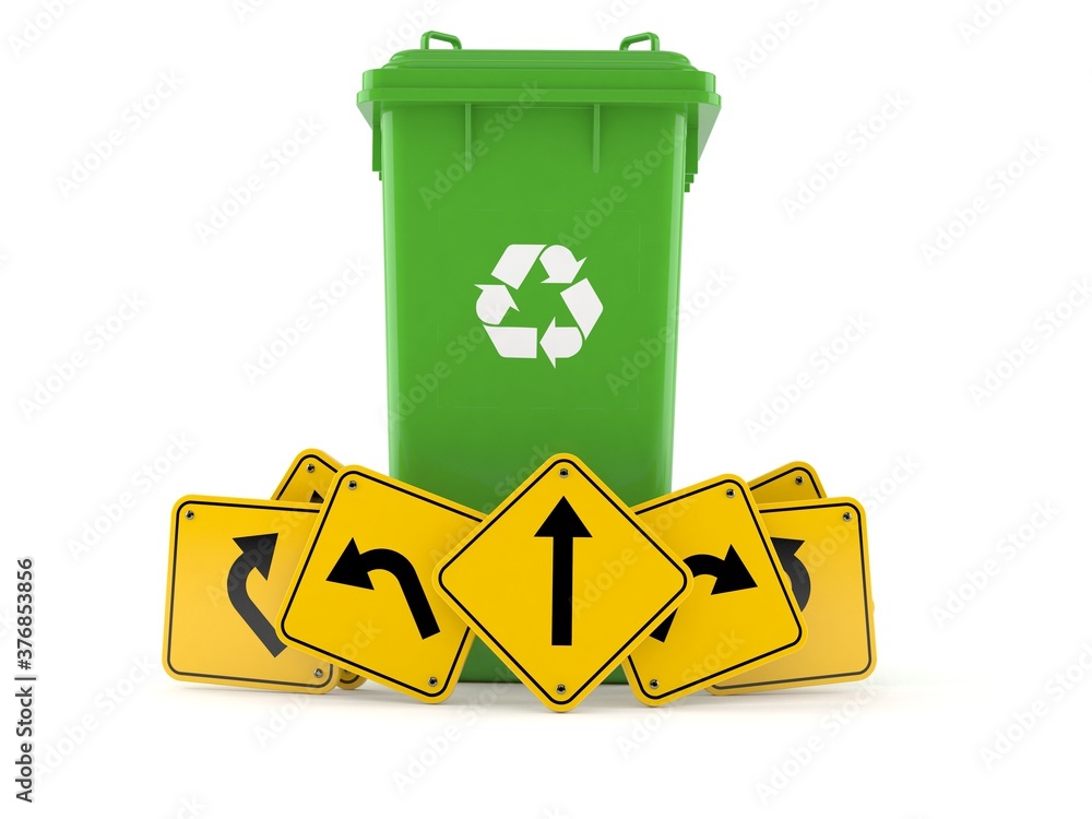 Dustbin with road signs Stock Illustration | Adobe Stock