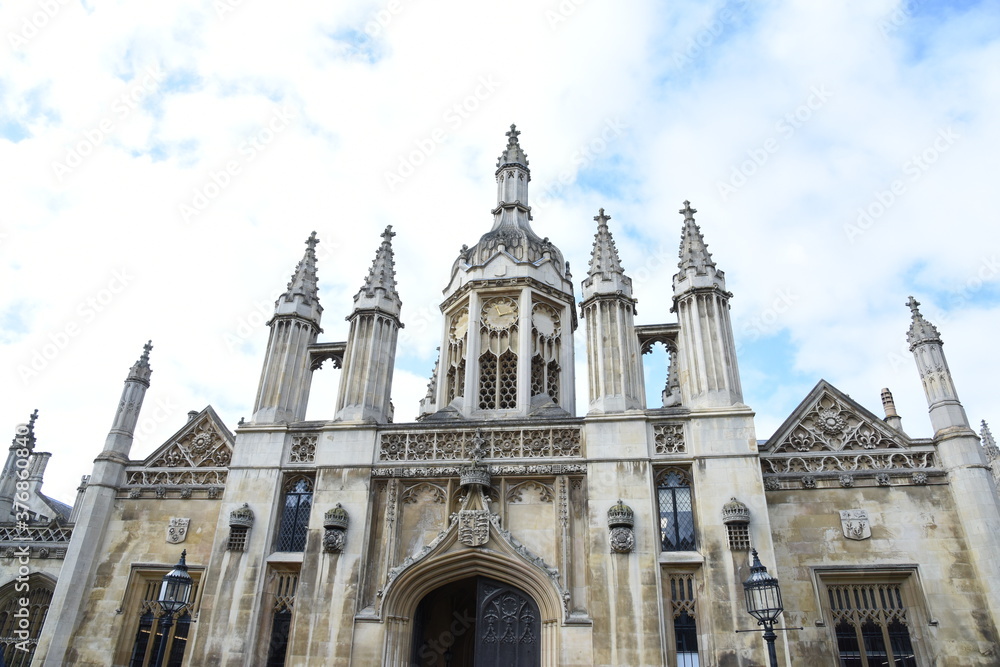 Cambridge university college gothic chapel and entrance facade ...