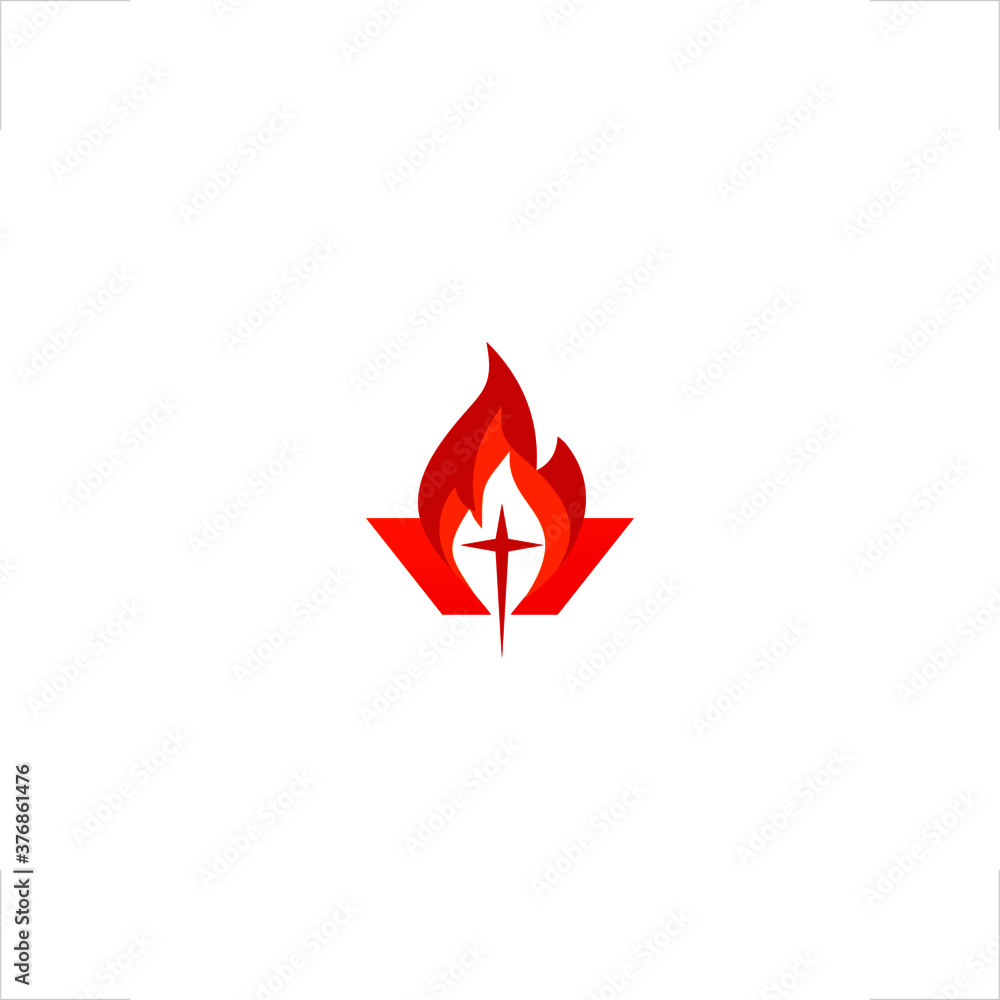 fire flame design cross god assembly logo Stock Vector | Adobe Stock