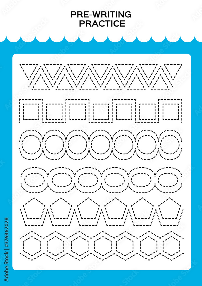Tracing practice for kids. Pre-writing worksheet for little children ...