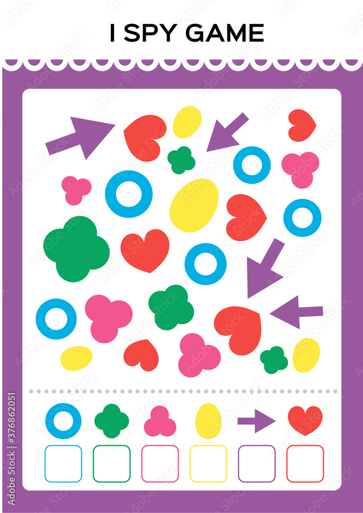 I spy game. Find and Count shapes for toddlers. Counting activity for ...
