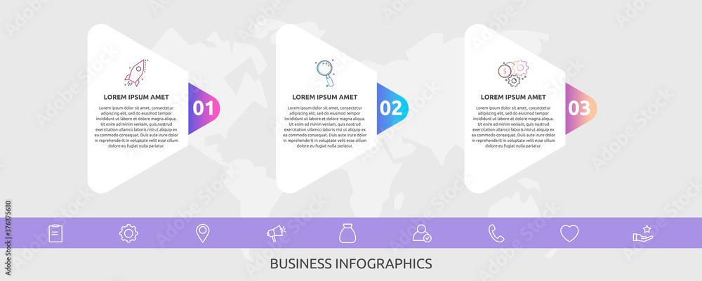Infographics triangles with 3 steps, labels. Vector template uses for ...