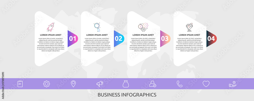 Infographics triangles with 4 steps, labels. Vector template uses for ...