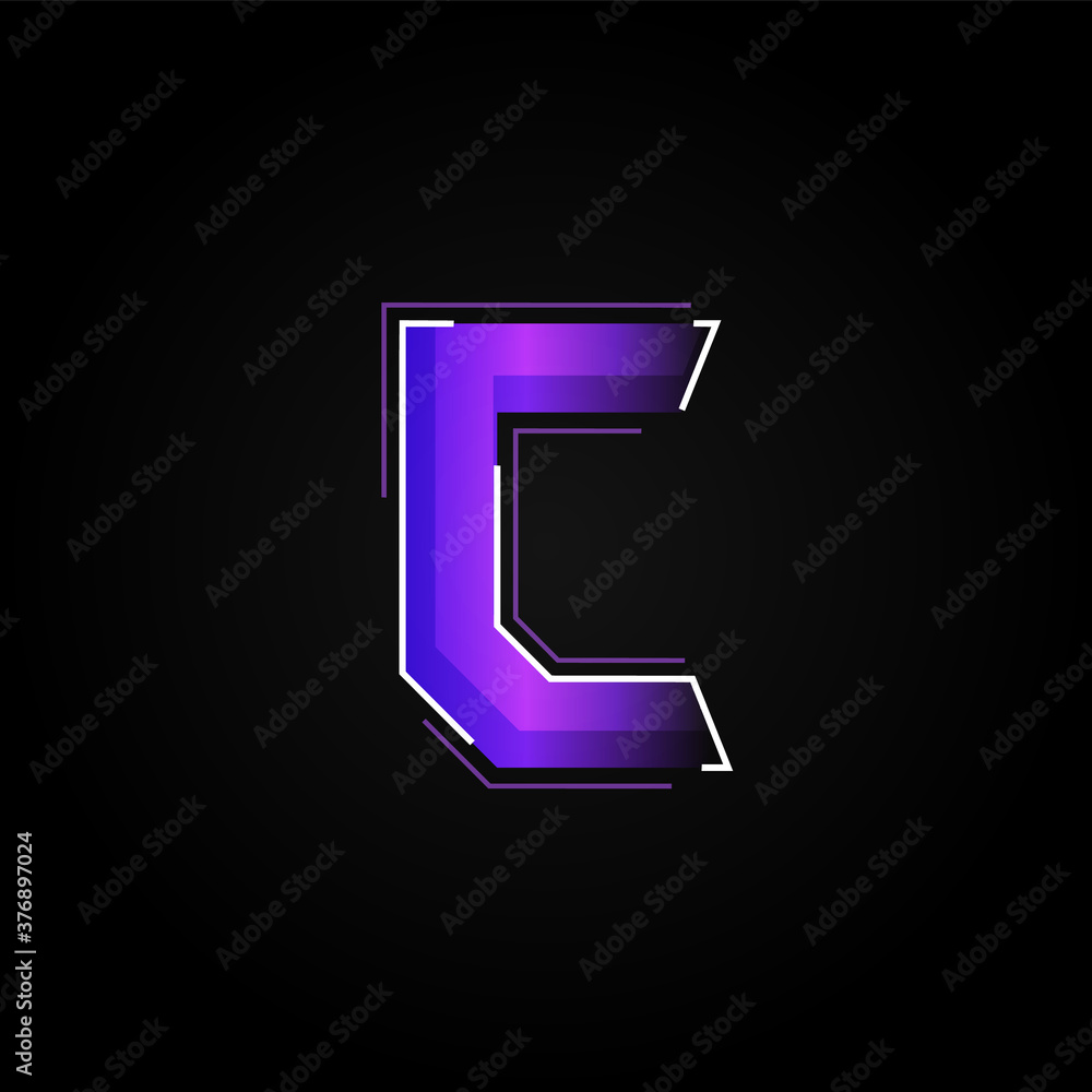 Futuristic purple/blue character from a fontset with dashed strokes and ...