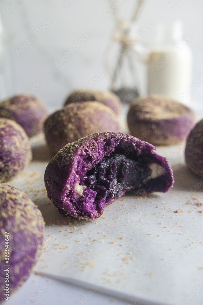 ube cheese pandesal Stock Photo | Adobe Stock
