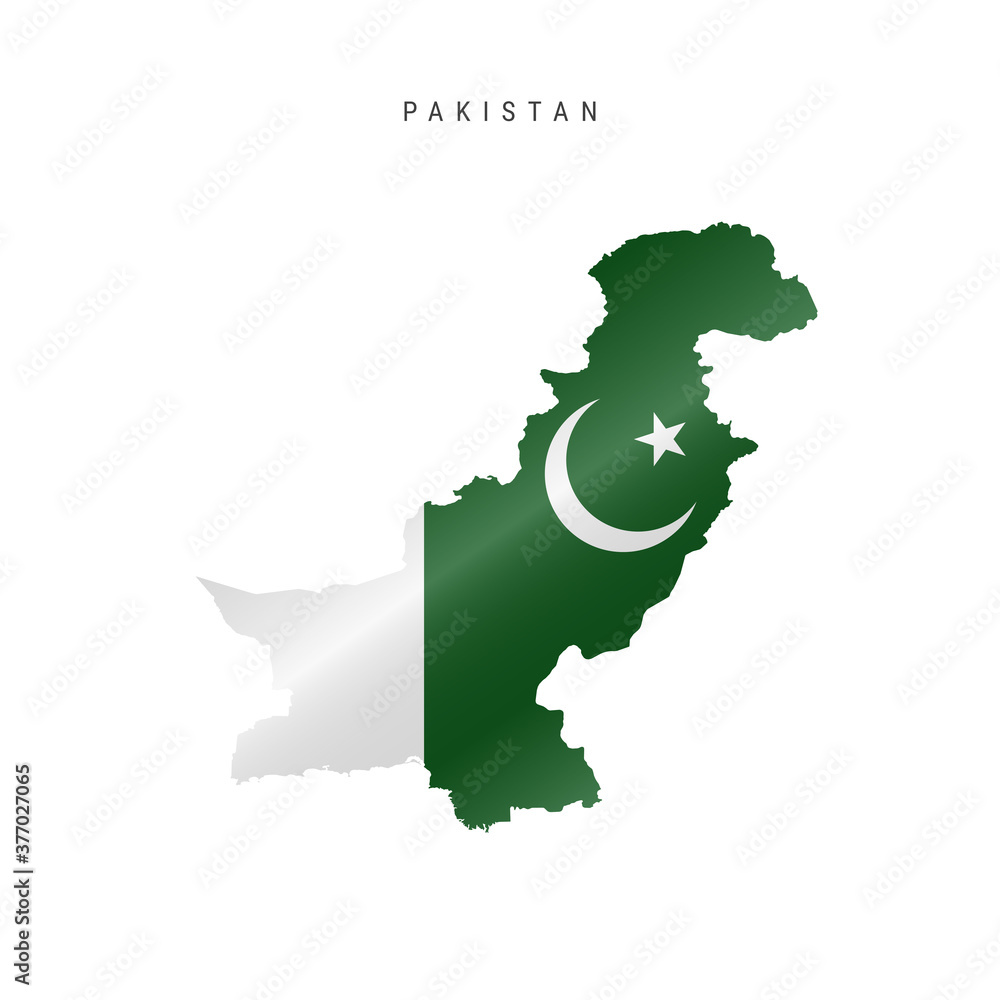 Detailed waving flag map of Pakistan. Vector map with masked flag ...