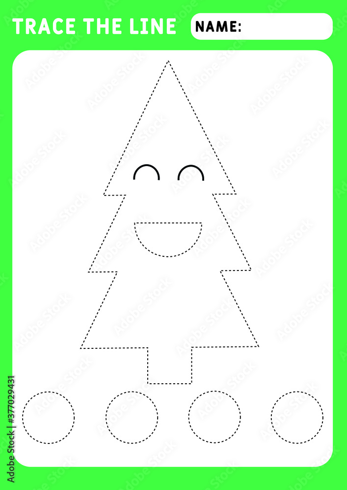 ittle Christmas tree. Preschool worksheet for practicing fine motor ...