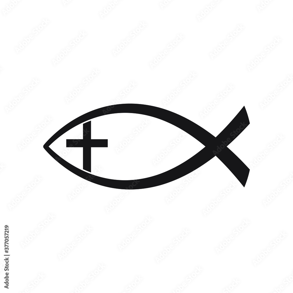Jesus Fish icon, Christian Ichthys Fish symbol Stock Vector | Adobe Stock