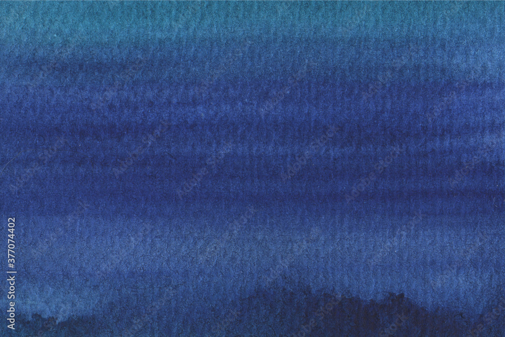 Dark blue watercolor hand drawn background with strokes and divorces ...