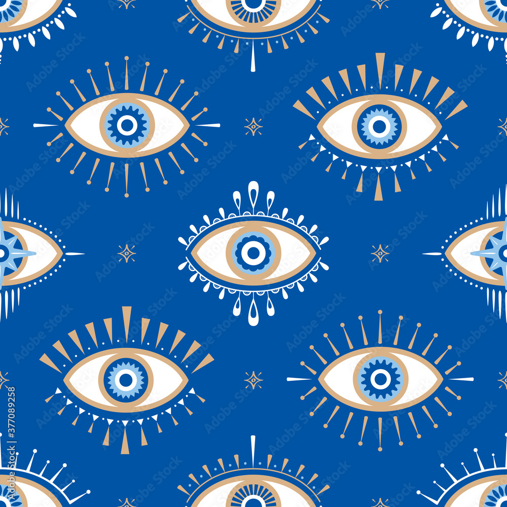 Evil eye vector seamless pattern. Magic, witchcraft, occult symbol ...