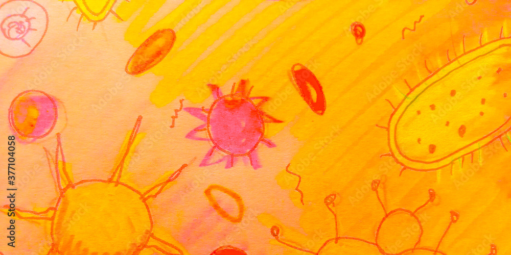 Bacteria Draw. Black Human Cell Microscope. Stock Illustration | Adobe ...