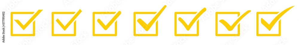 Check Mark Checkbox Square Icon Yellow | Checkmark Illustration | Tick ...