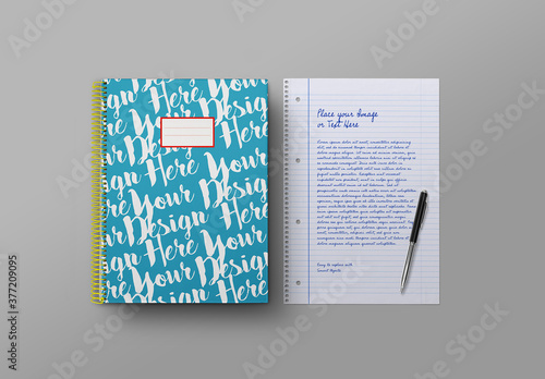 School Notebook & Lined Paper Sheet Mockup. 이 스톡 템플릿 구입 및 Adobe Stock에서 ...