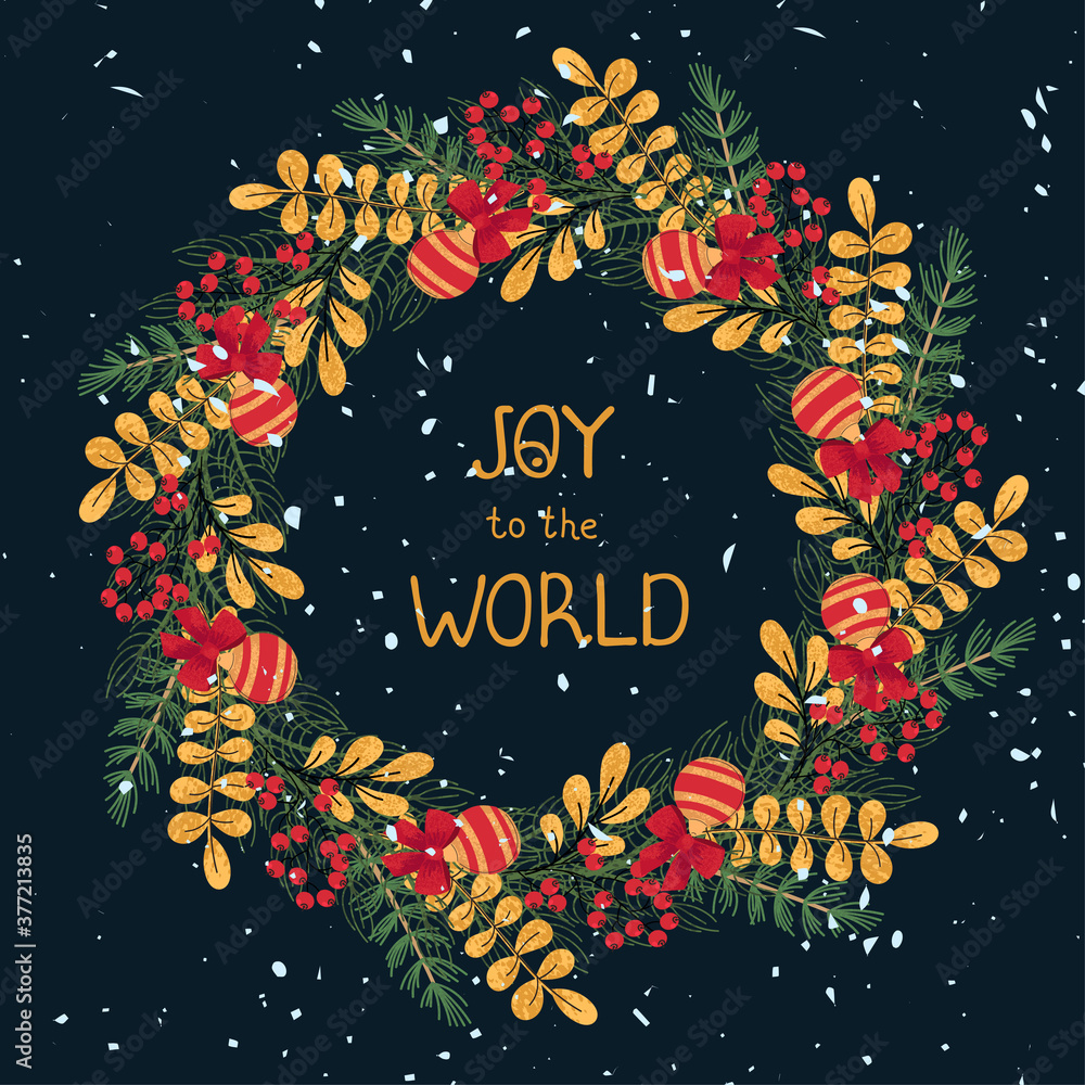 Vector christmas wreath template. Hand draw frame. Use it as invitation ...