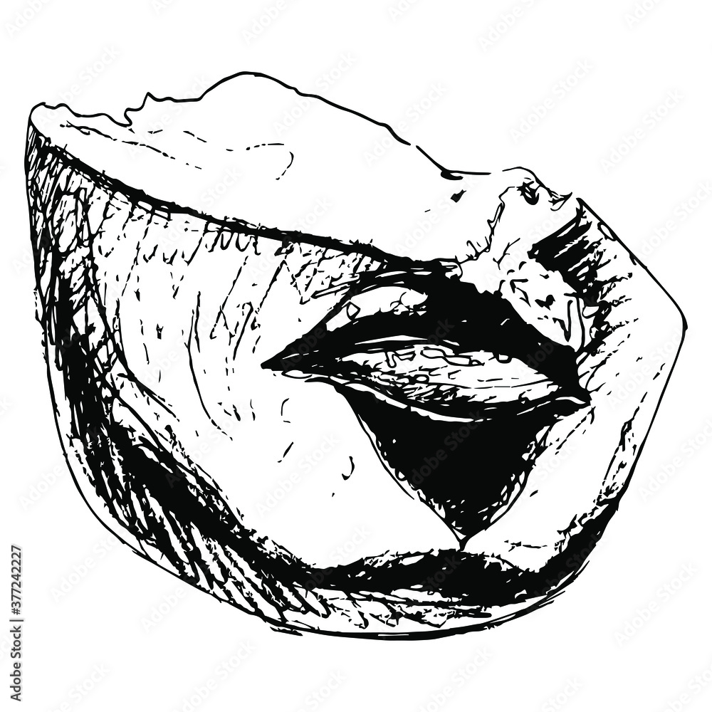 Lips of queen Tiye, mother of pharaoh Akhenaten. Broken head of ancient ...
