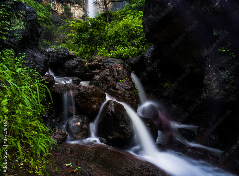 Fotografie long exposure of waterfall. Khuneshwar Mahadev waterfall ...