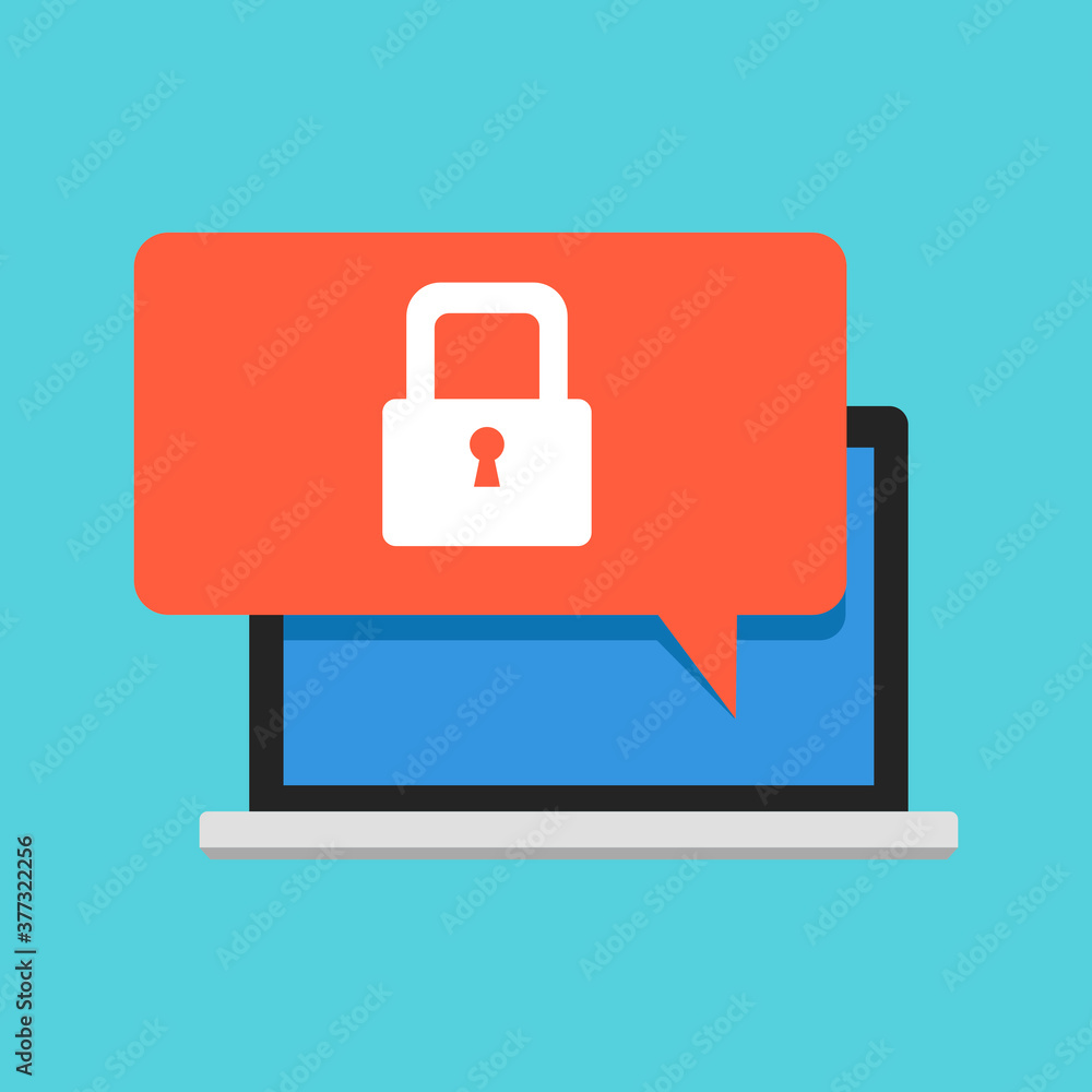 Ransomware / ransom ware on a laptop flat vector icon for apps and ...