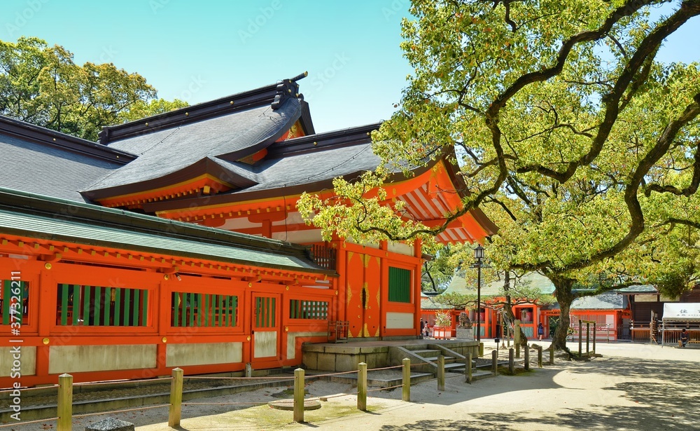 Sumiyoshi Shrine in Fukuoka city, Japan. This shrine is dedicated to ...