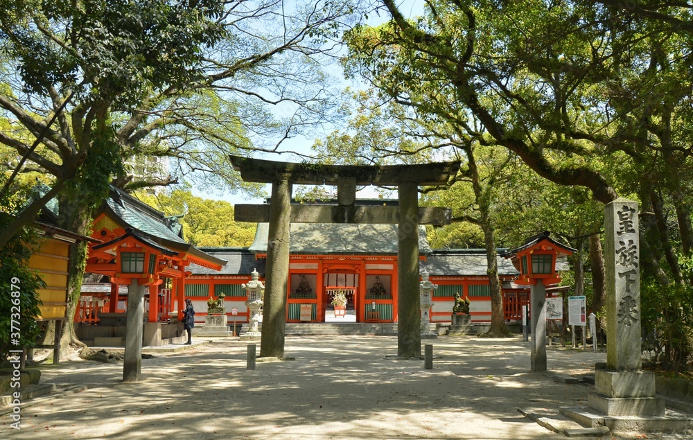 Sumiyoshi Shrine in Fukuoka city, Japan. This shrine is dedicated to ...